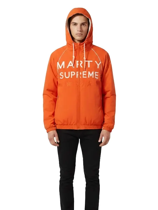 Marty Supreme Hooded Orange Jacket Trendy Outerwear